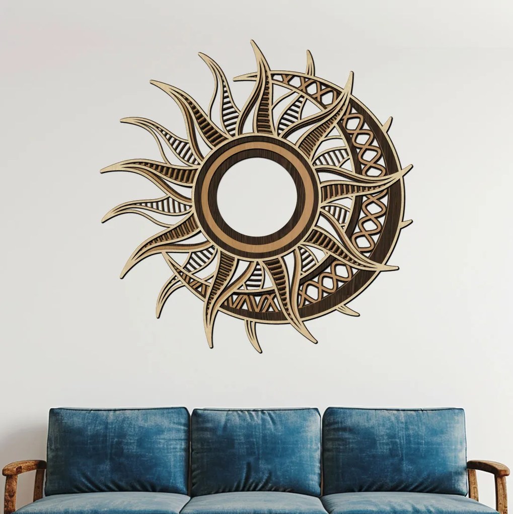 dřevo života Dřevěná dekorace na zeď KDYŽ SLUNCE ŠEPTÁ LUNĚ Zvolte rozměr (cm): 95x95, Zvolte barvu dekoru: Černá-Javor