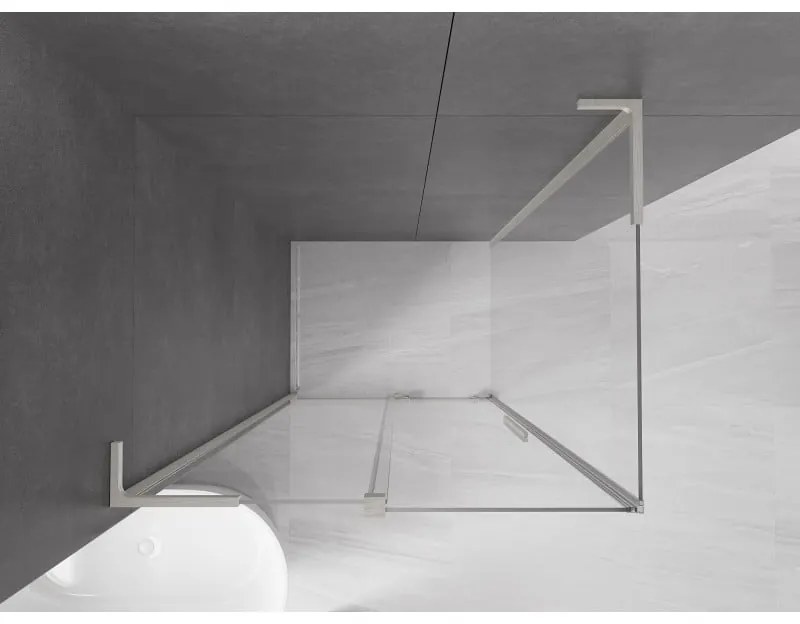 Mexen Velar L, sprchový kout s posuvnými dveřmi 110 x 100 cm, 8mm čiré sklo, broušená ocel, 871-110-100-03-97