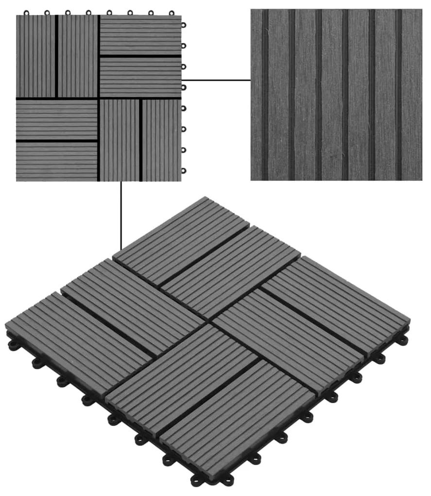 22 ks terasové dlaždice 30 x 30 cm 2 m² WPC šedé,  277807