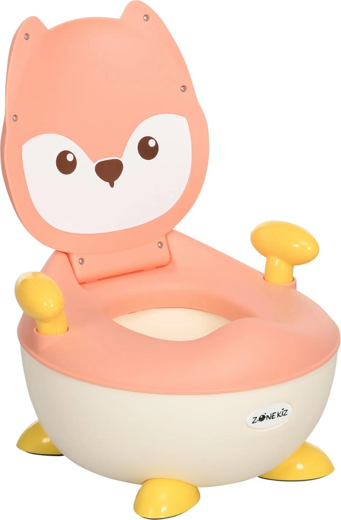 Dětský záchod ZONEKIZ pro trénink ve tvaru lišky, dětské sedátko s opěrkou a odnímatelnou rukojetí pro pohodlné nočníkání pro děti od 0,5 do 3 let, rů
