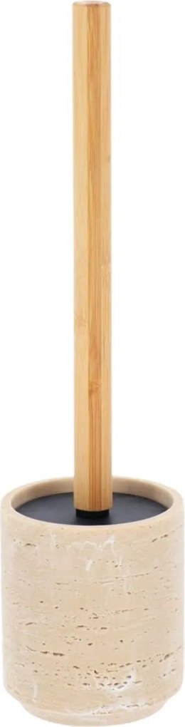 WC štětka Arva, krémová/s dřevěnými prvky