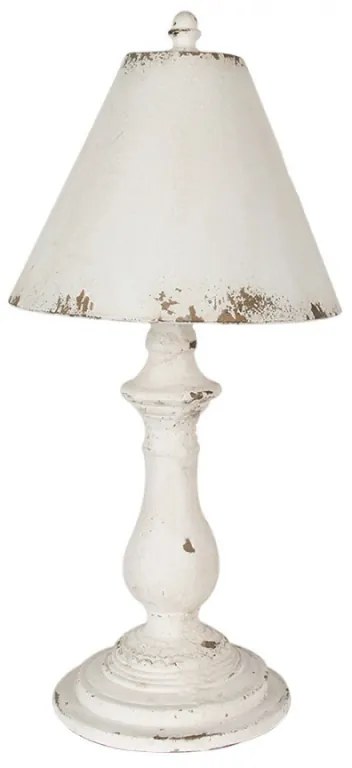 Bílá stolní lampa s hnědým odřením – 26x55 cm
