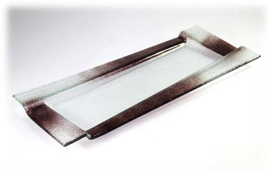 BDK-GLASS Skleněný obdélníkový tácek ZOOM fialový Rozměr: 45x20cm