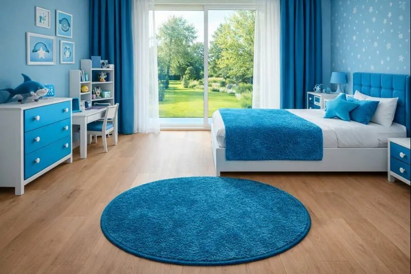 Vopi, Kusový koberec Eton Exklusive turkis kruh, 160x160 (průměr) kruh, modrá, obývací pokoj