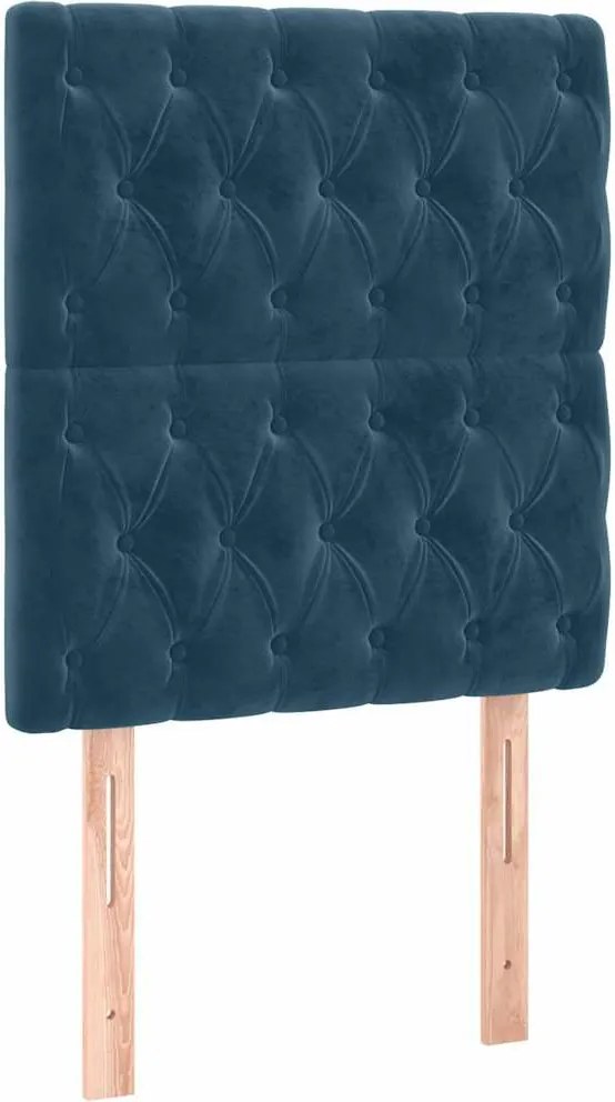 Čelo postele s LED tmavě modré 80x7x118/128 cm samet 3122794