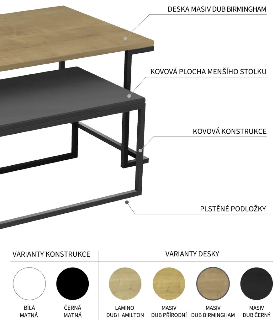 Konferenční stolek do obýváku C12, dub Hamilton ZVOLTE TYP DŘEVA:: Masiv dub ČERNÝ