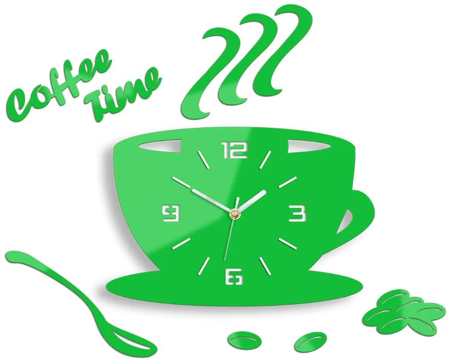 Moderní nástěnné hodiny COFFE TIME 3D GREEN HMCNH045-green