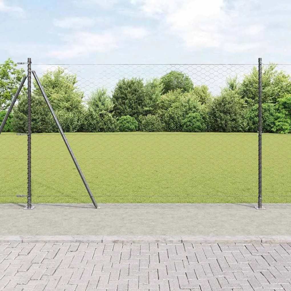 Hexagonální plot s betonovým základem 50 x 1,4 m Šedá Síťovina 3353704