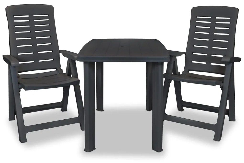 vidaXL 3dílný bistro set plastový antracitový