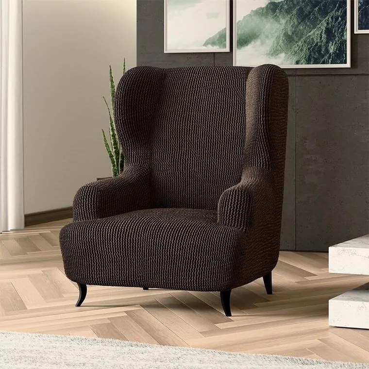 Bielastické potahy COSTINA tabáková křeslo ušák (š. 60 - 110 cm)