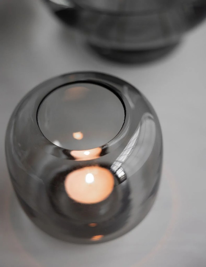 Storefactory Skleněný svícen Hultsjö Grey, šedá barva, sklo