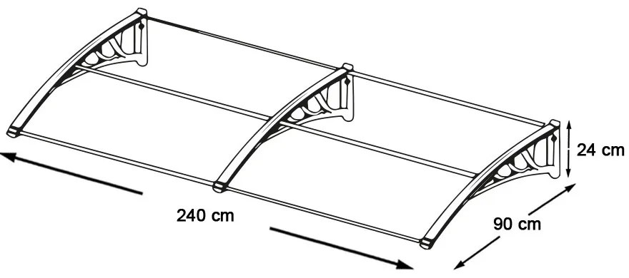 Plastová vchodová stříška ve více velikostech a barvách - 240x90 cm, bílá
