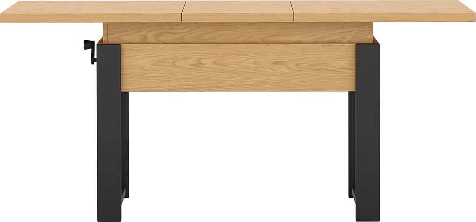 Rozkládací polohovací konferenční stolek HOGO 3v1 | 120-157x62,5-74,5x67 cm | síla horní desky 32 mm | dub bookmatch/černé nohy