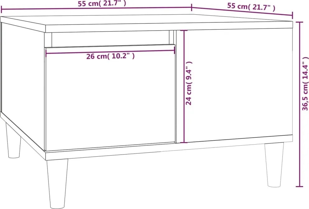 vidaXL Konferenční stolek 55x55x36,5 cm kompozitní dřevo [821078] Barva: kouřový dub