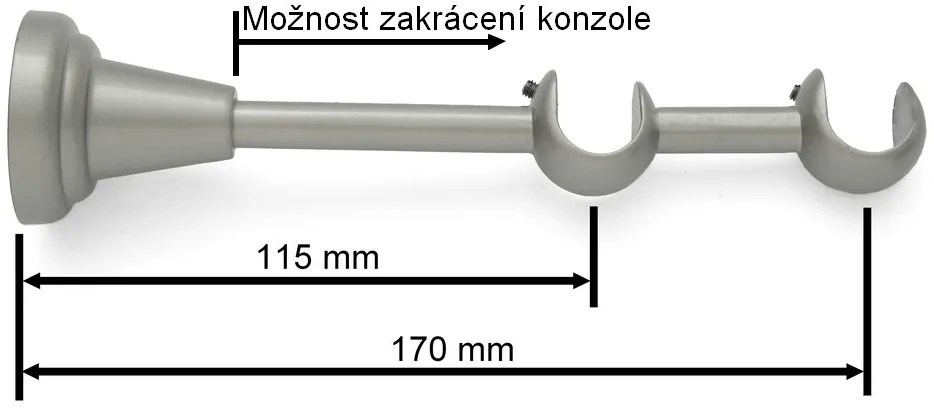 GARNÝŽE-HEBR Garnýž Hrot matná stříbrná dvojitá 210 cm