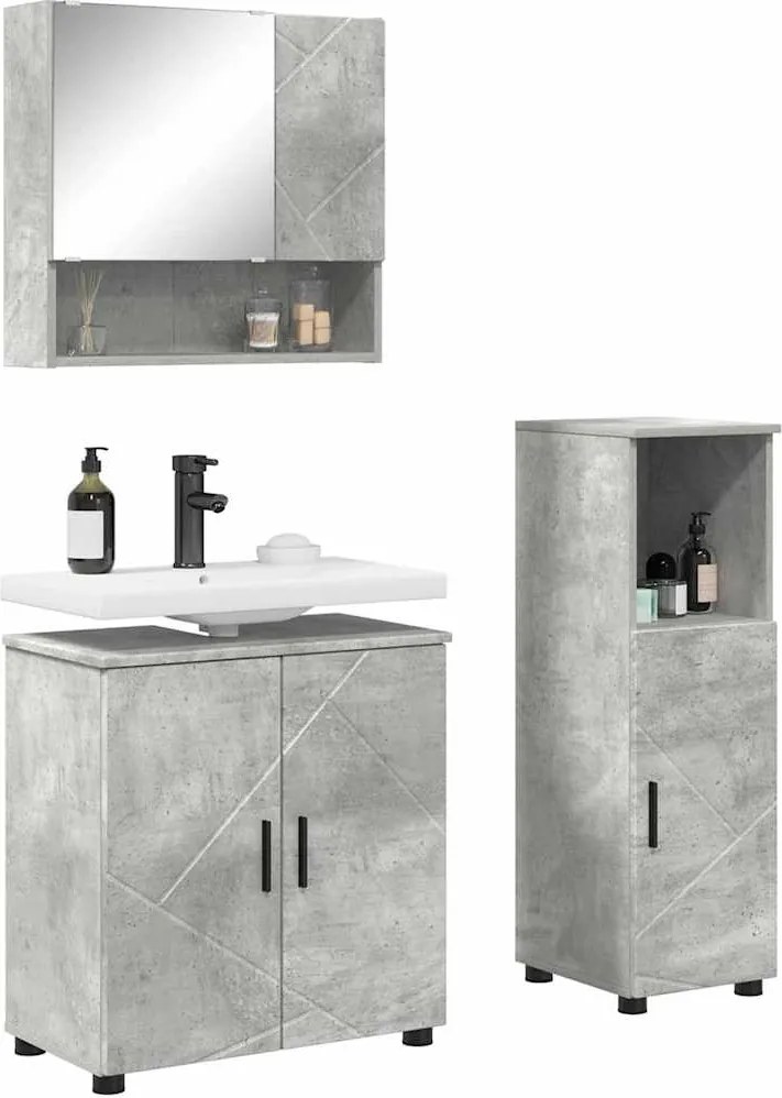 Sada koupelnového nábytku 3 ks Betonově šedá 61 x 35 x 64 cm 3392946
