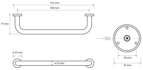 Sapho - Madlo X-ROUND 7,5x35,5 cm lesklý chrom