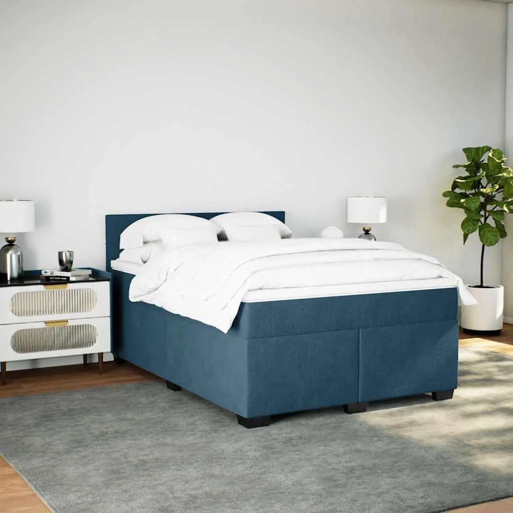 Box spring postel s matrací modrá 140 x 200 cm samet 3288634