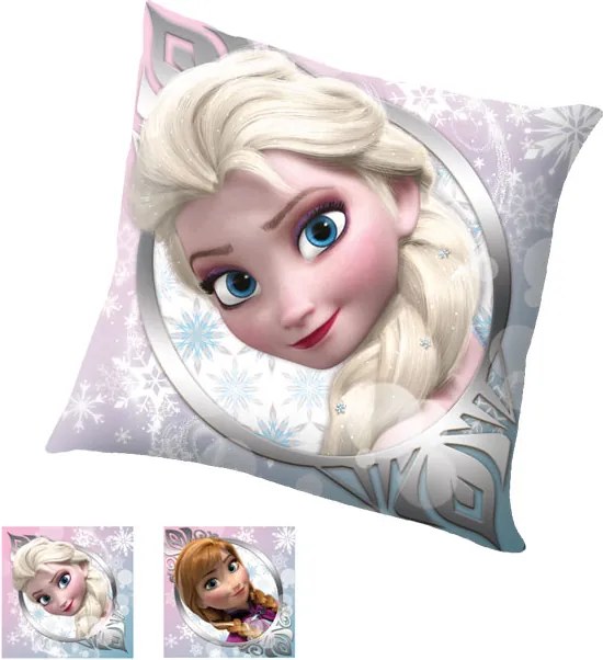 Euroswan Polštářek Ledové Království Anna a Elsa 100% polyester 40x40 cm