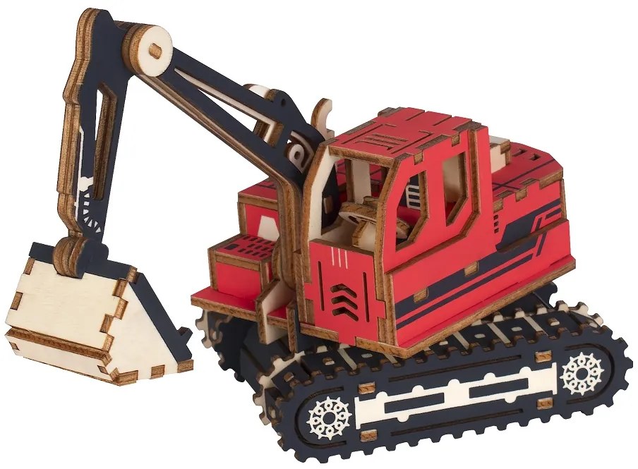 Woodcraft construction kit Woodcraft Dřevěné 3D puzzle Rypadlo červená