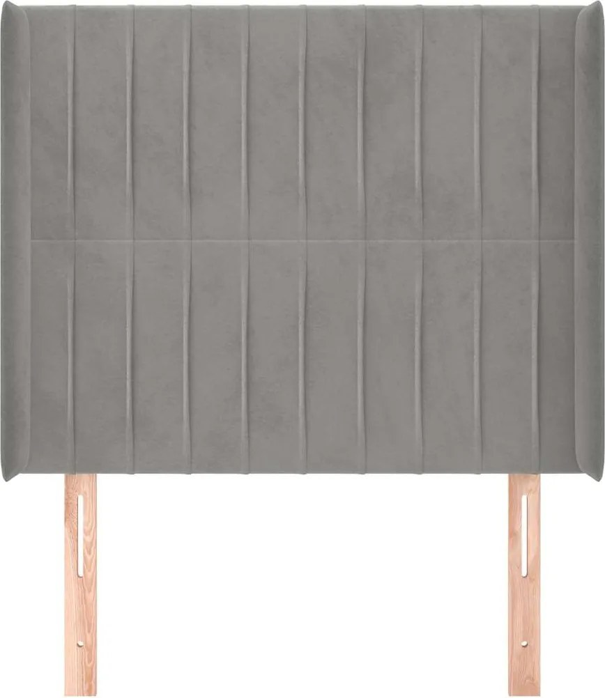 Čelo postele typu ušák světle šedé 83x16x118/128 cm samet 3119848