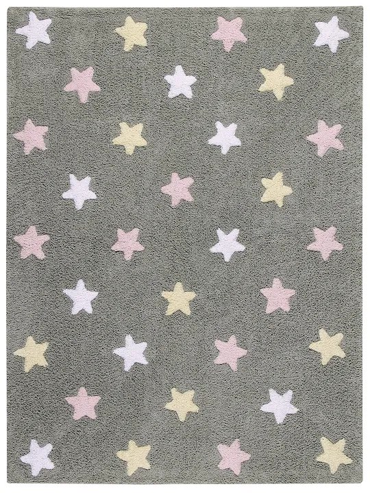 Lorena Canals koberce Pro zvířata: Pratelný koberec Tricolor Stars Grey-Pink - 120x160 cm