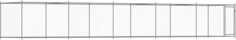 Klec pro psy s dvířky šedá 10 x 2 x 1,5 m pozinkovaná ocel 3209581