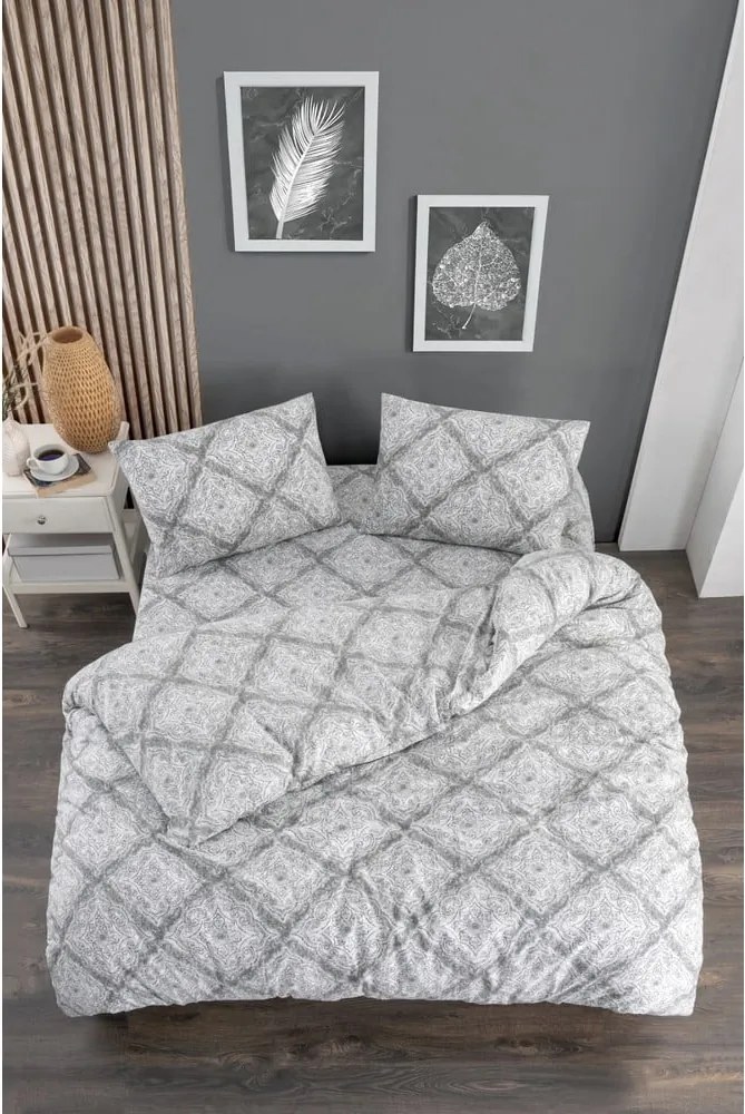 Šedé povlečení na dvoulůžko/prodloužené s prostěradlem/4dílné 200x220 cm Geometric – Mila Home