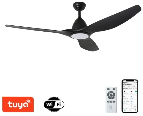 ZEVENTI - LED Stropní ventilátor URBINO LED/20W/230V Wi-Fi Tuya černá + DO