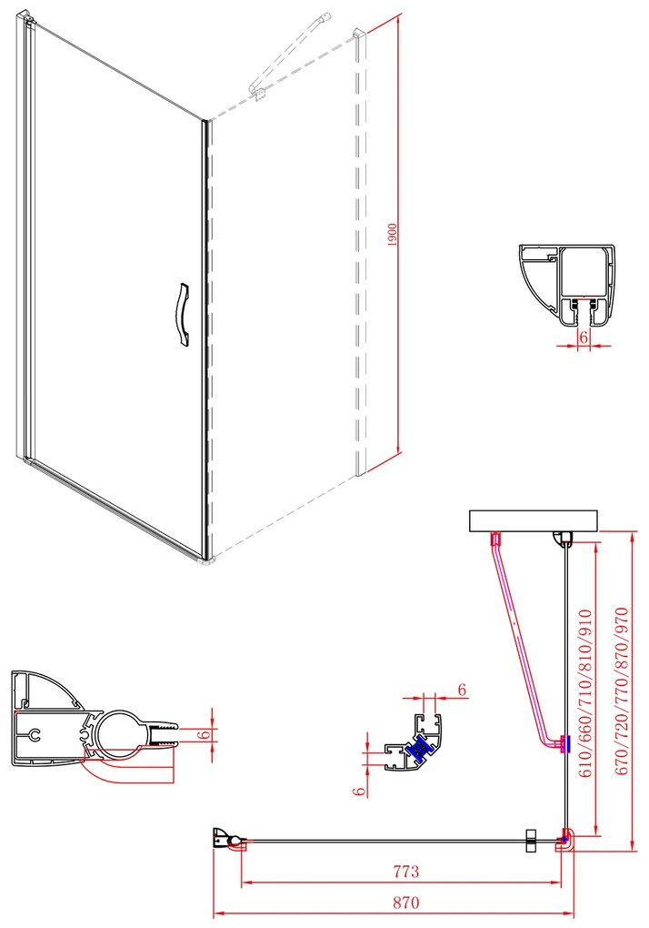 Gelco Sprchové dveře jednodílné otočné - sklo čiré š. 90 cm, v. 190 cm, GO4990