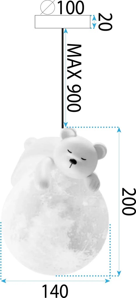 Dětský závěsný lustr White Bear bílý