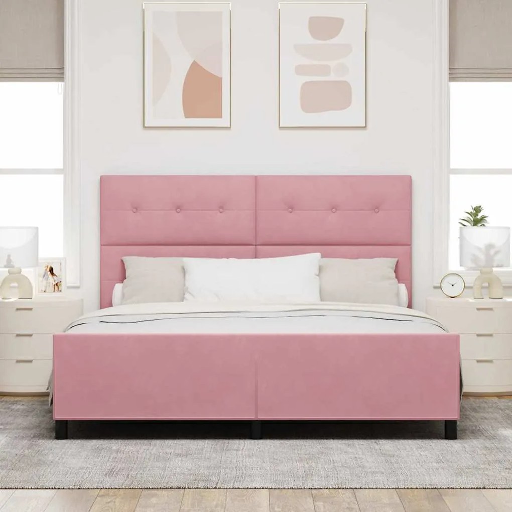 Postel s boxspringem s čelo Růžová 180 x 200 cm samet 3344962