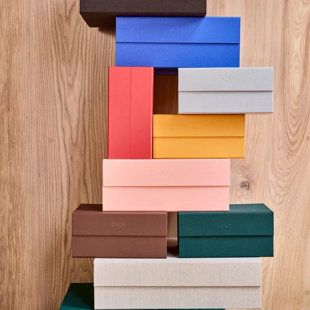 Tmavě zelený kartonový úložný box s víkem 45x33x15 cm Hako – OYOY Living Design