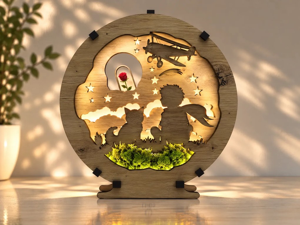 Li-Go "Malý princ s růží" lampa 20x22cm provedení povrchu: bříza