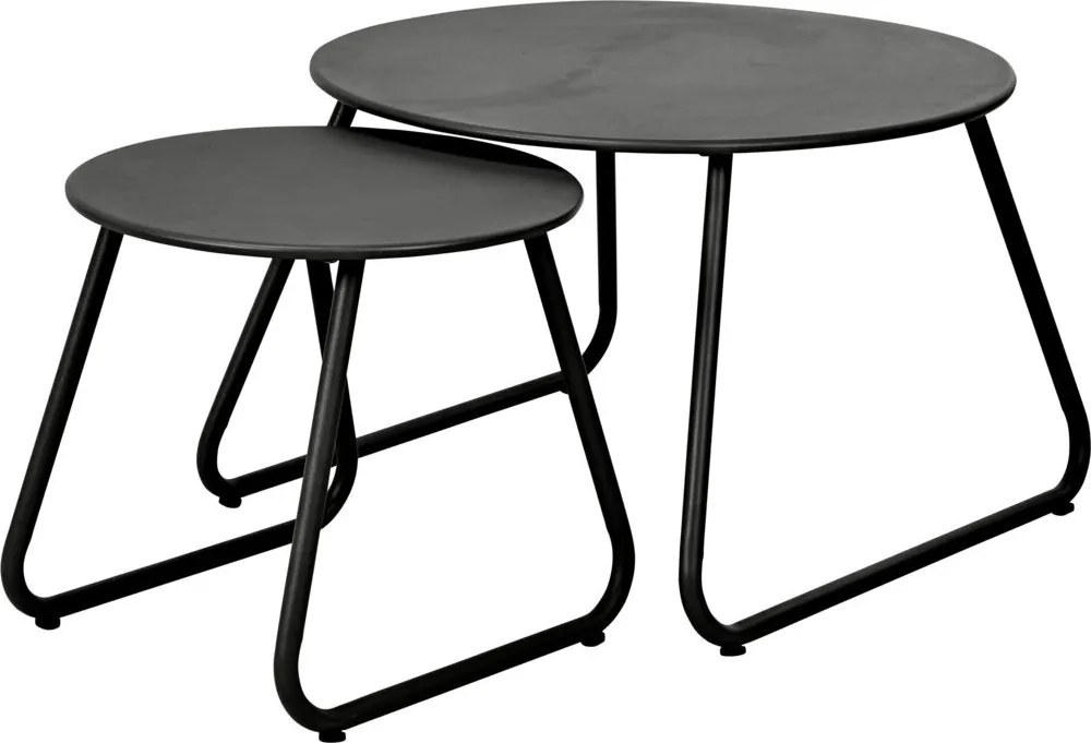 Sada kovových odkládacích stolků, Ø 40 cm, Ø 60 cm, černá barva