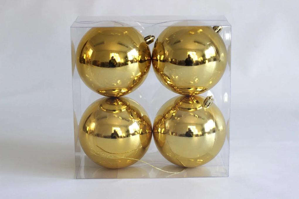 Zlaté plastové vánoční koule 10 cm 4ks