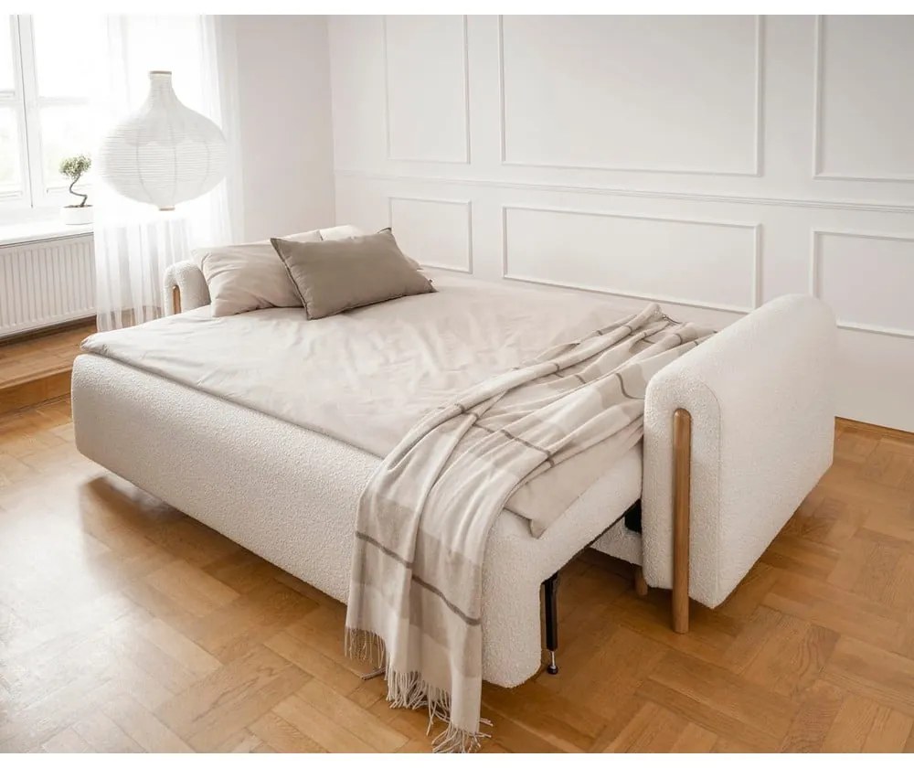 Slonovinová rozkládací/s úložným prostorem pohovka z textilie bouclé 244 cm Arcadova - II. jakost – ELTAP