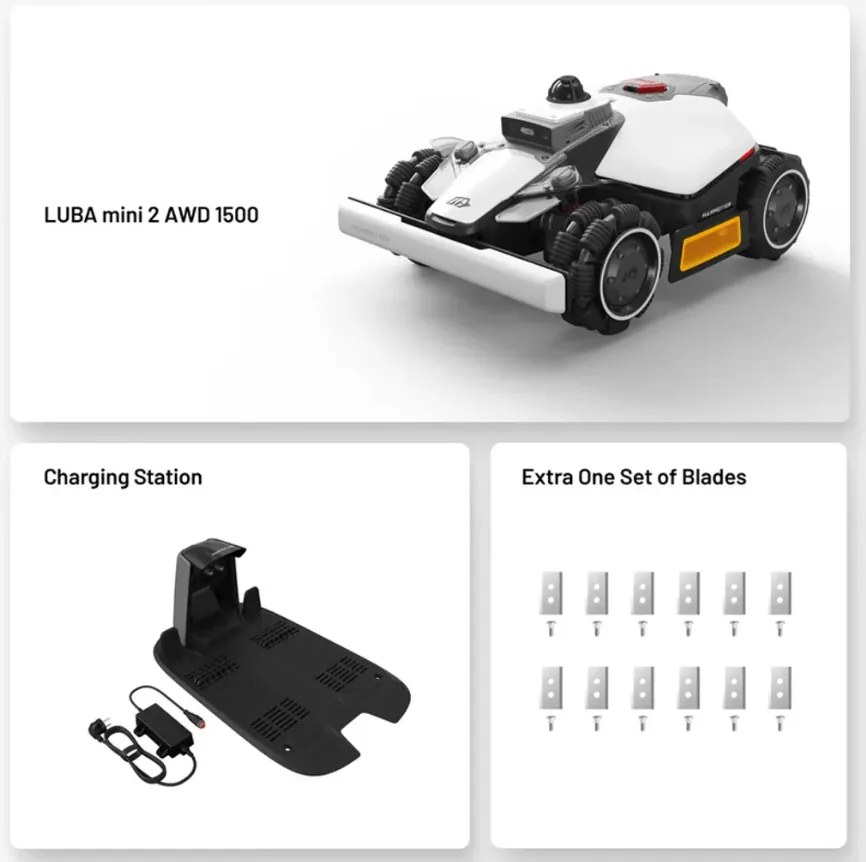 Mammotion LUBA mini 2 AWD 1500 + sada nožů 24 ks