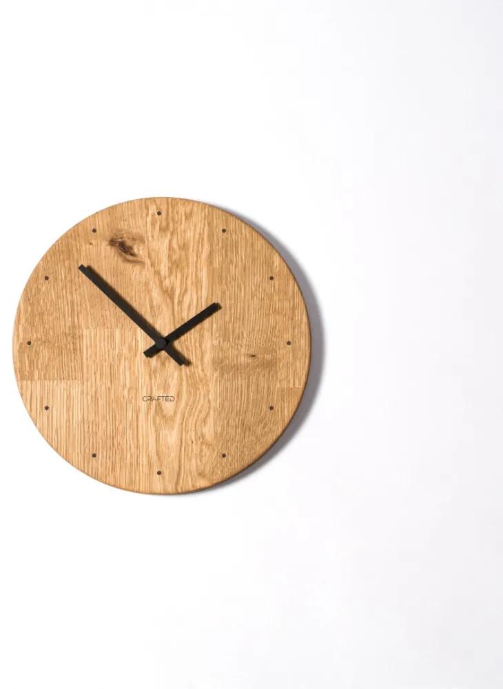 Nástěnné hodiny Pure S, dubové dřevo, pálený ciferník 1, černé ručičky