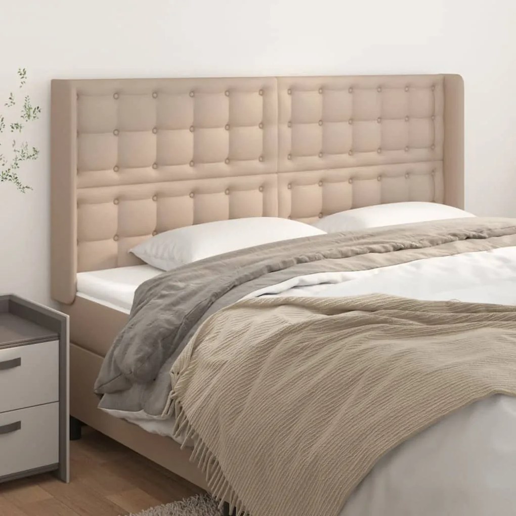 Čelo postele typu ušák cappuccino 183x16x118/128 cm umělá kůže 3119687