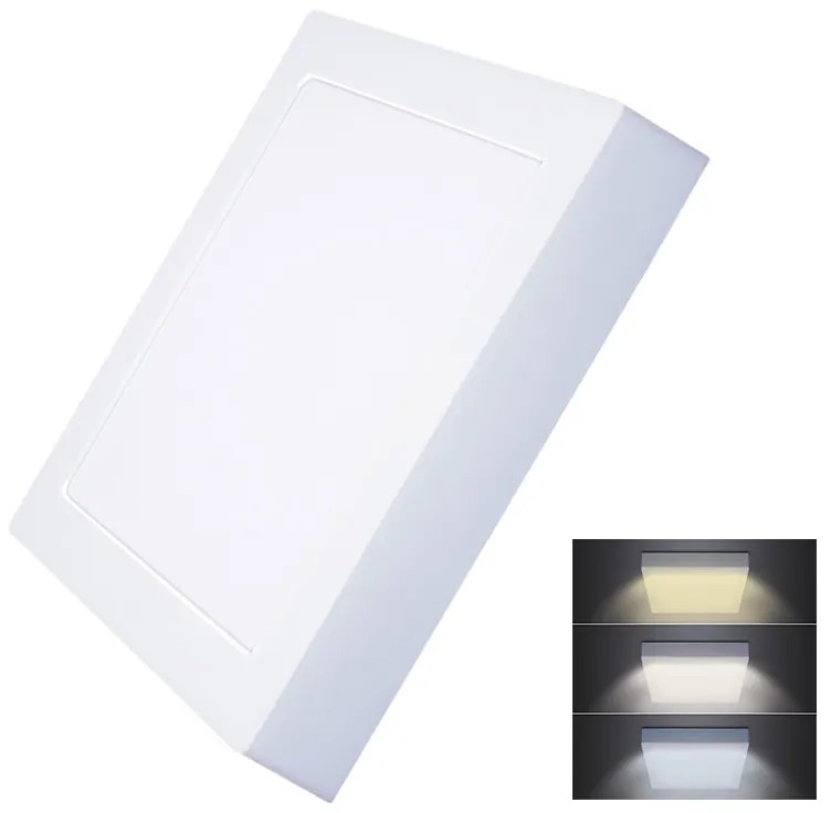 Solight LED mini panel CCT, přisazený, 18W, 1530lm, 3000K, 4000K, 6000K, čtvercový