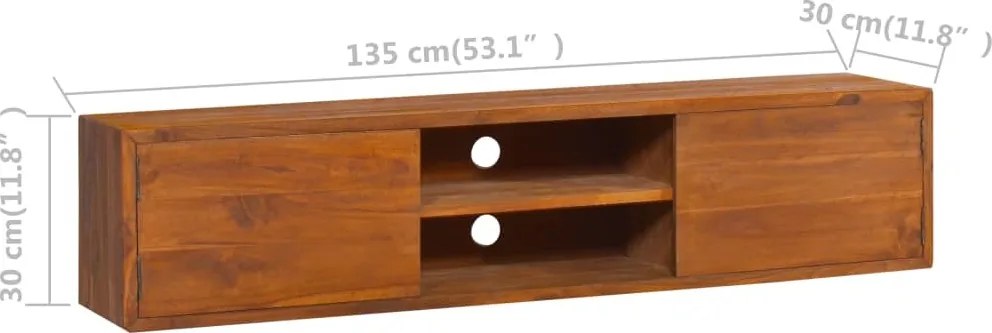 vidaXL Nástěnná TV skříňka 135 x 30 x 30 cm masivní teakové dřevo [289085]