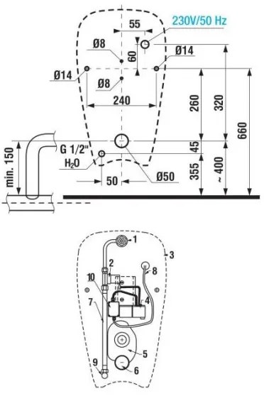 JIKA H8430700004901 - Pisoár se senzorem GOLEM 230V vnitřní přívod, zadní odpad
