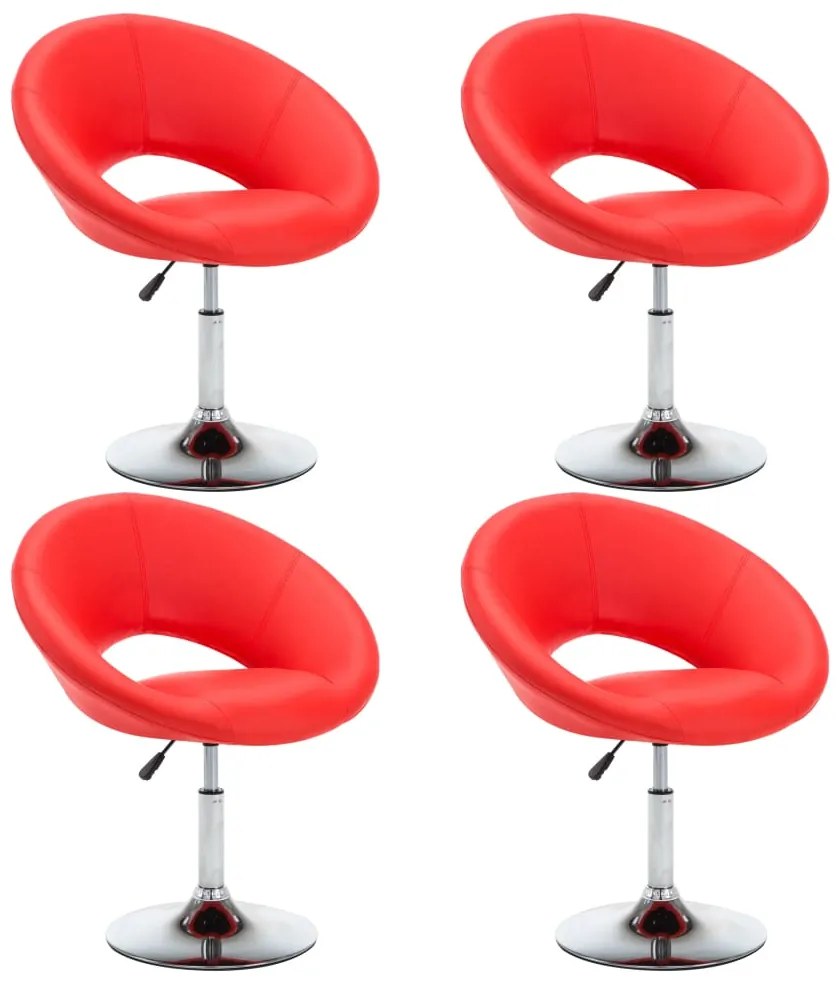 275601 vidaXL Otočné jídelní židle z umělé kůže 4 ks 74x63,5x89 cm červené