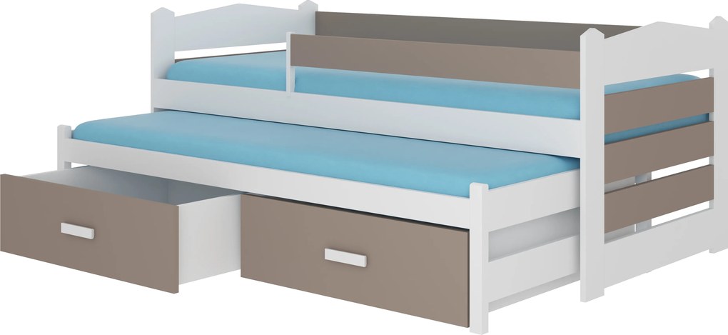 ADRK Furniture Postel dvojitá s bariérou a matracemi TIARRO 180x80 CH-Tia-W+T-186+M-E385