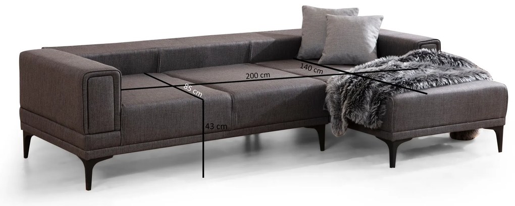 Hanah Home Rohová pohovka HORIZON tmavě šedá pravá