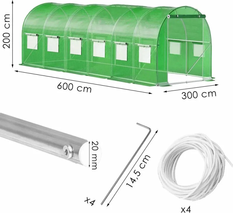 Zahradní foliovník 6x3x2 m 18m2 SPRINGOS GT0005
