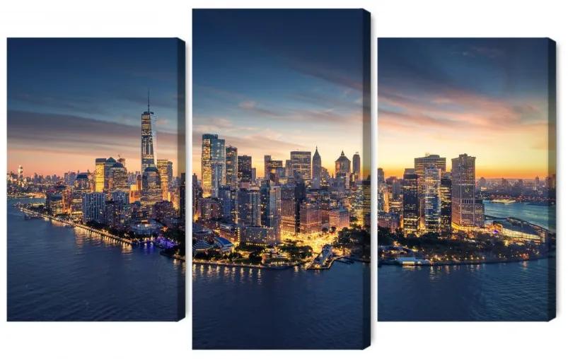 Vícedílný obraz Panorama Města New York Při Východu Slunce Nedostatek Nedostatek Přírodní plátno 180x120