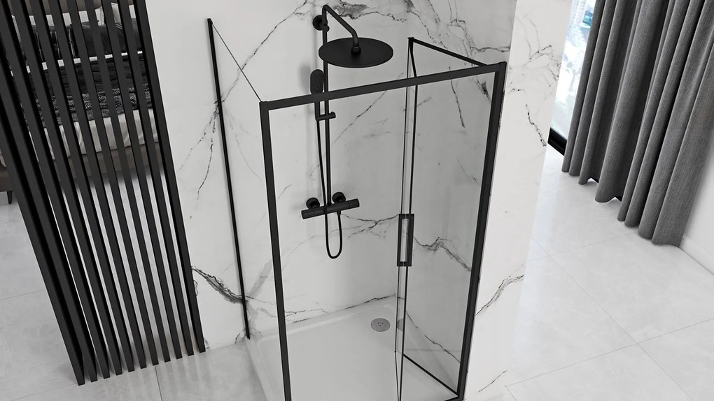 Rea Rapid Fold, sprchový kout se skládacími dveřmi 100x80cm, čiré sklo, černý profil, KPL-09904