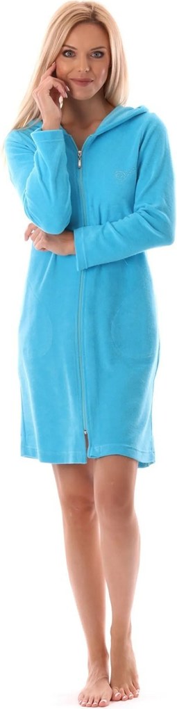 Krátký dámský župan na zip Bari blue atoll 38 64 6335 - XXL